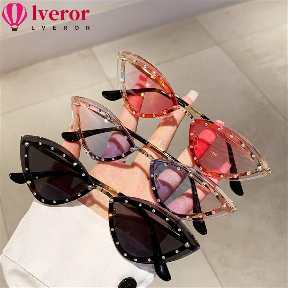 แว่นกันแดด LVEROR Cat Eye, เฉดสีไม่มีขอบไล่ระดับสีหลากสี, การป้องกัน UV400 อินเทรนด์แว่นตา ...