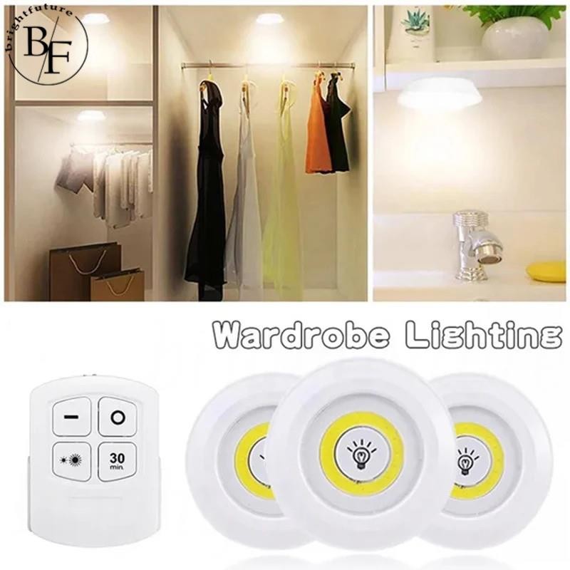 5w COB LED ภายใต้ตู้ไฟ COB Night Light แบตเตอรี่ตู้เสื้อผ้าไฟรีโมท ...