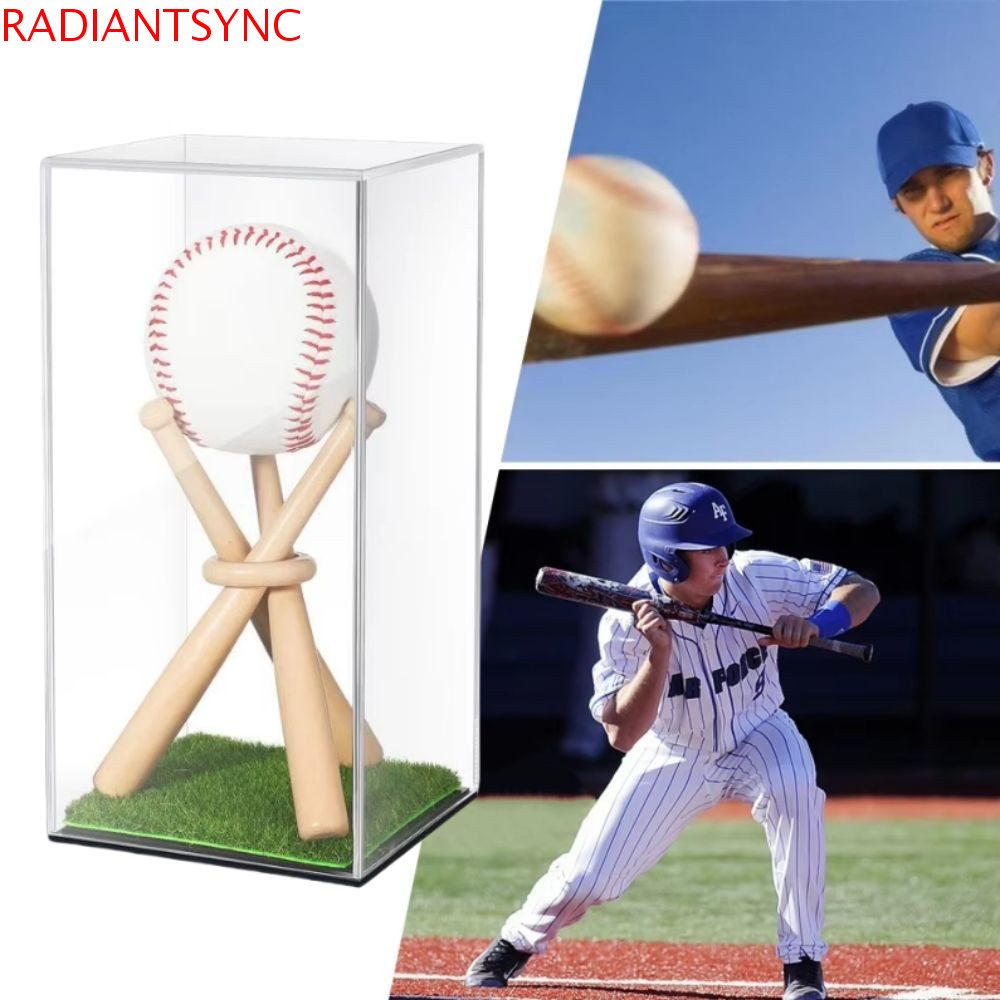 RADIANTSYNC ฐานวางจอแสดงผลสำหรับของสะสมเบสบอล อะคริลิคป้องกัน UV กล่องใส่กันน้ำแบบโปร่งใส พร้อม ...