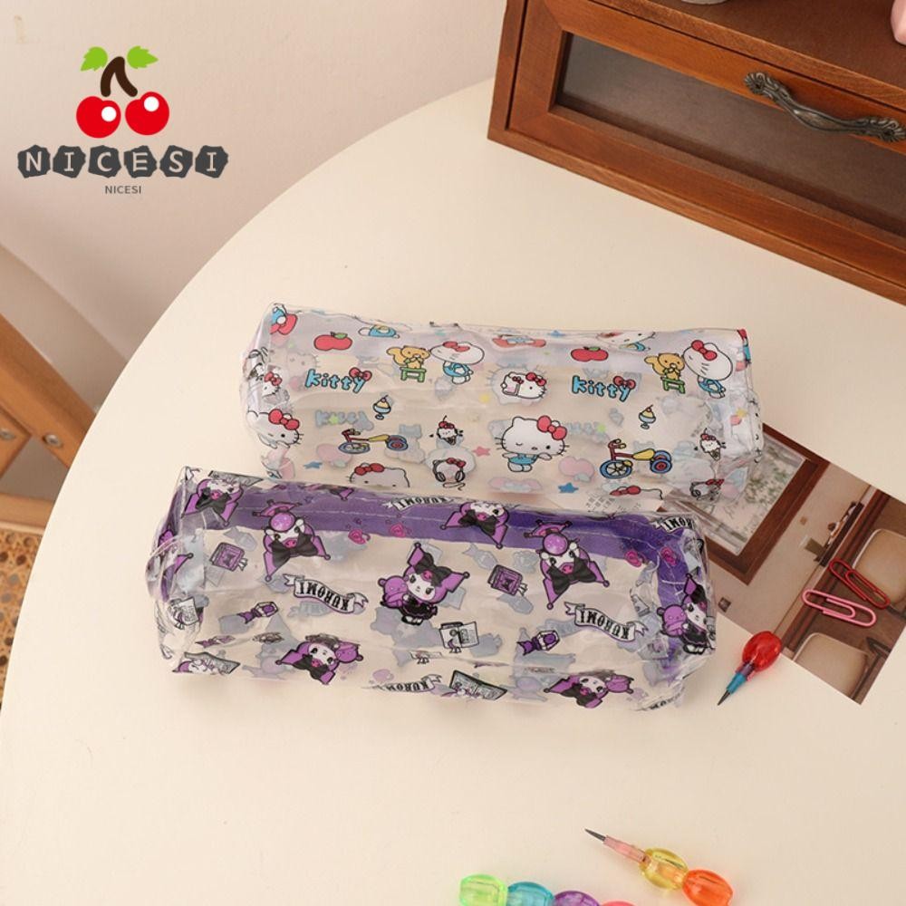 NICESI Sanrio Pen Bag, ดินสอกันน้ํา PVC, รูปแบบการพิมพ์การ์ตูนโปร่งใส ...