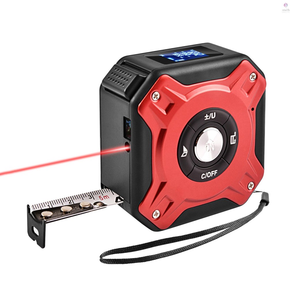 E*M 3 in 1 Laser Tape วัด Digital Ranger Finder 16Ft เทปวัด 131Ft ชาร์จ ...