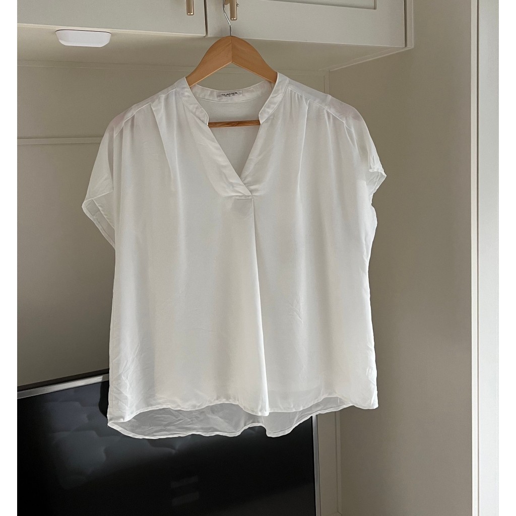 (C834) Clacier ไซส์ L เสื้อเบลาซ์ ผ้าโพลีเอสเตอร์ อก 46 ไหล่ 16 ยาว 23 ...