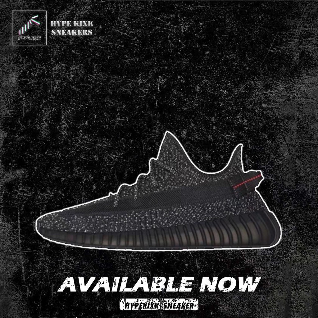 2024 Adidas Originals Yeezy Boost 350 V2 สีดําสะท้อนแสง FU9007 (คุณภาพ ...