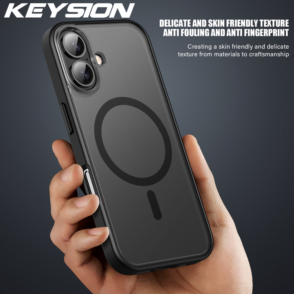 Keysion Matte Case สําหรับ iPhone 16 Plus 15 ซิลิโคน + PC โปร่งแสงกัน ...