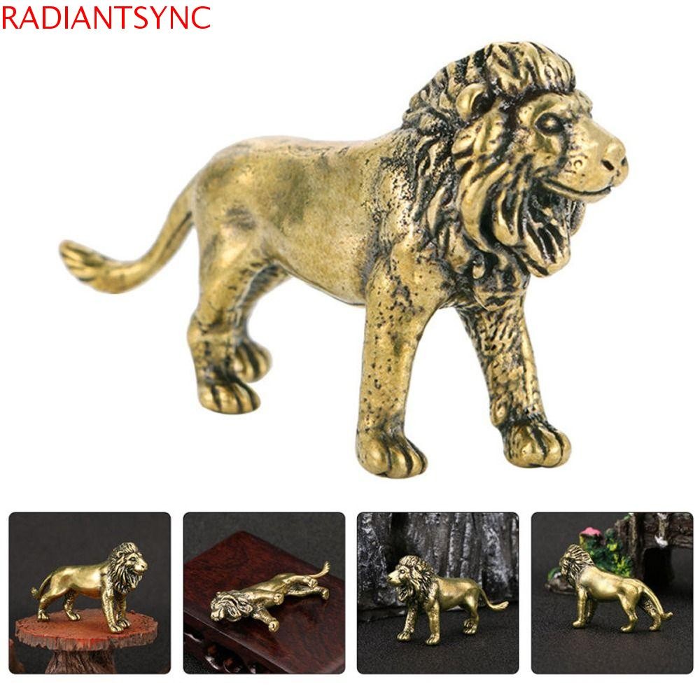 Radiantsync ทองเหลือง Lion King ตุ๊กตา, Retro น่ารักรูปปั้นสิงโต, Lion King เครื่องประดับทองแดง ...