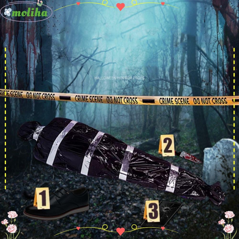 Moliha ศพปลอมในถุง, DIY Black Dead Body Prop, ตกแต่งงานปาร์ตี้พลาสติก ...