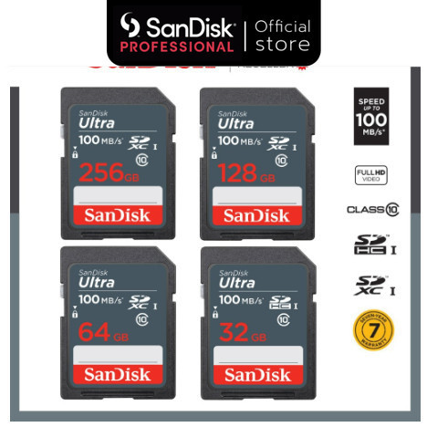 SanDisk Ultra SD Card Class10 32GB/64GB/128GB Speed 100MB/s (SDSDUNR) SDHC-SDXC เมมโมรี่การ์ด ...