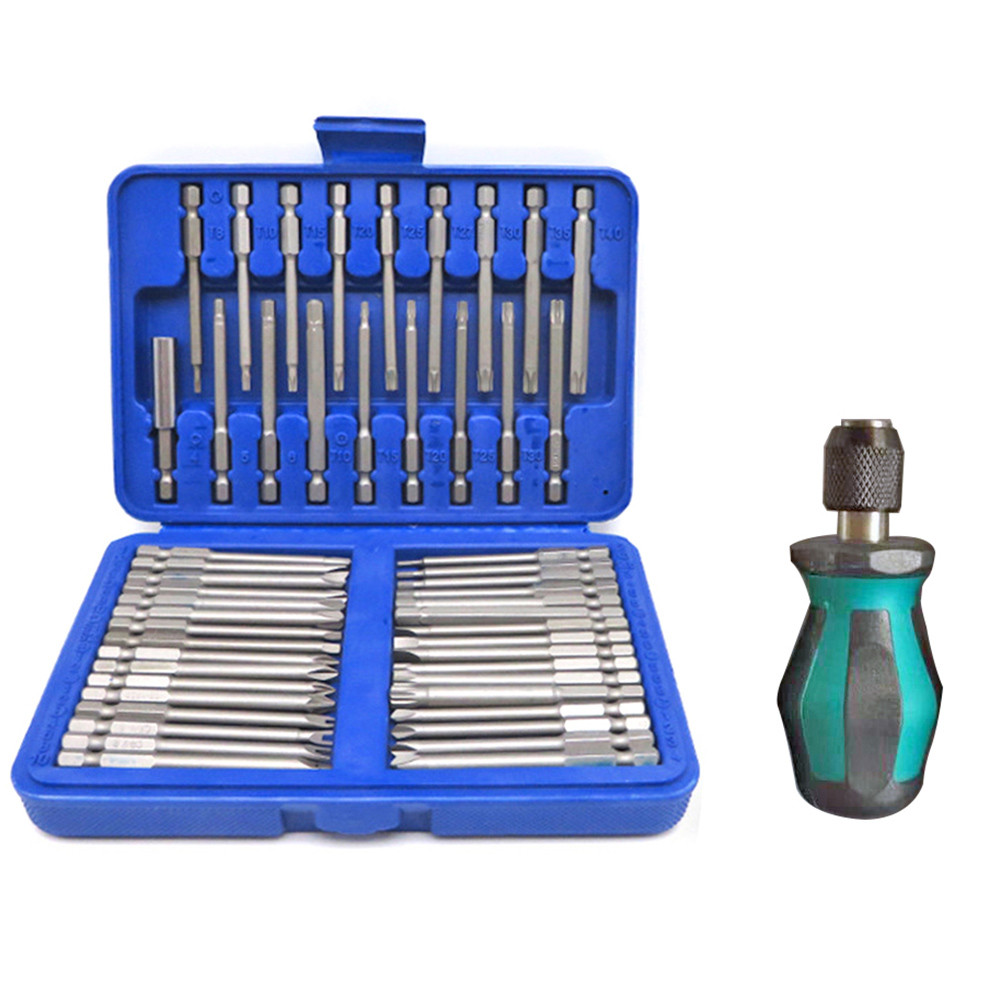 50pcs Torx Star Hex Spline Bit ชุดจับ 75 มม.ไขควงเจาะ Bit Cr-V เหล็กสก ...