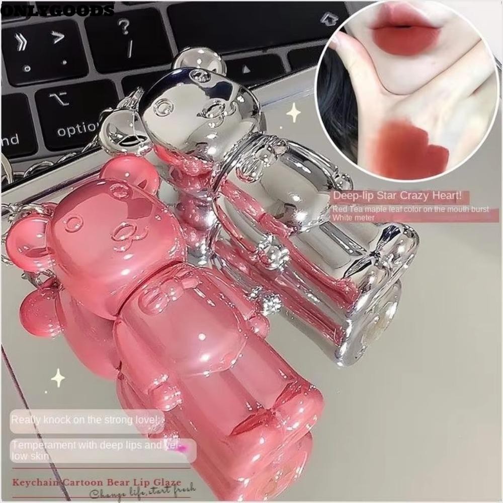 เฉพาะGOODS Bear Lip Glaze, พวงกุญแจจี้ Moisturizing Velvet Lip Mud, Long-lasting Foggy Velvet ...