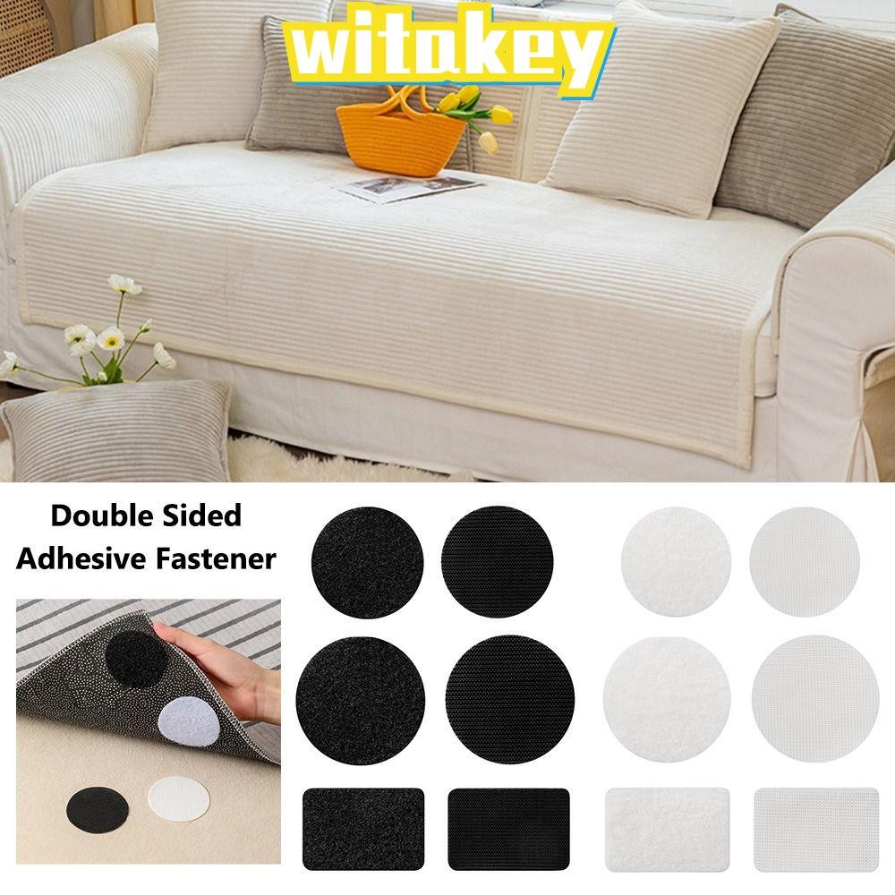 WITAKEY ตัวยึดกาวสองด้าน, สี่เหลี่ยม/รอบป้องกันการขยับตะขอและเทปห่วง, ทนทานครัวเรือนกาวสองหน้า ...