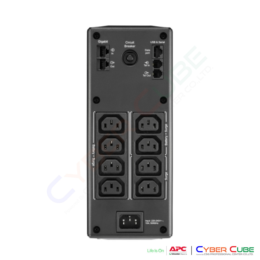 APC (รุ่น BR1600MI ) BACK-UPS PRO 1600VA/960W, 230V, AVR, LCD, 8x ...