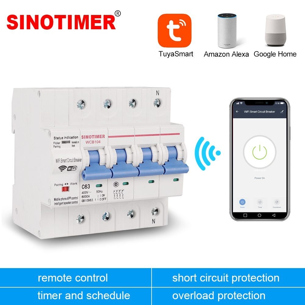 ⁂Three Phase 4P 380V 63A Tuya Smart WiFi Circuit Breaker Industrial ...