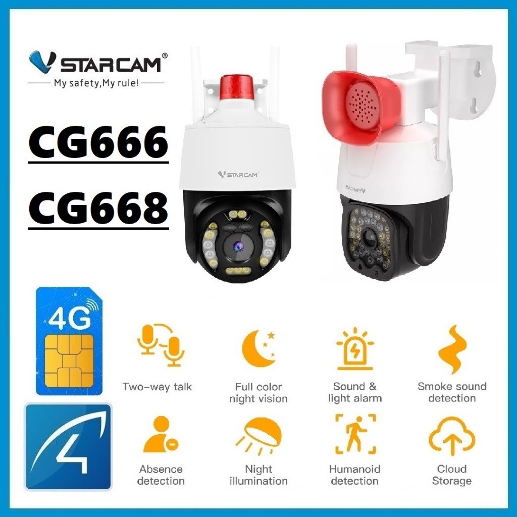 ติดตั้งง่าย VSTARCAM CG666 CG668 4G LTE SiM SUPER HD 1296p 3.0MegaPixel H.264+ iP Camera กล้อง ...