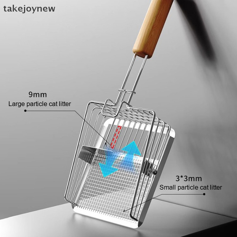[takejoynew] พลั่วครอกแมวสแตนเลสจับสนิมง่ายล้างทําความสะอาดได้ลูกแมวตักขยะแมวทําความสะอาด ...