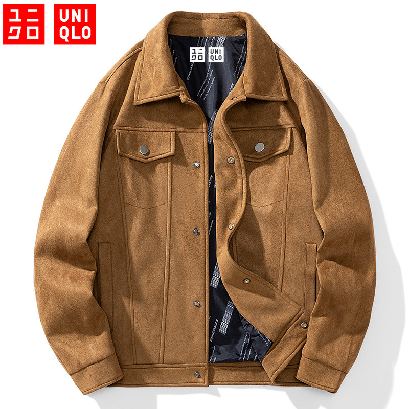 UNIQLO หนังกวางแจ็คเก็ต เสื้อเบสบอลแขนยาว เหมาะกับฤดูใบไม้ร่วง สําหรับผู้ชาย ไซซ์ M - 4XL ...