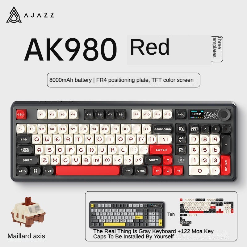 Ajazz AK980 คีย์บอร์ดแบบกลไก 2.4g ไร้สายบลูทูธสามโหมด RGB E-sports เกม ...