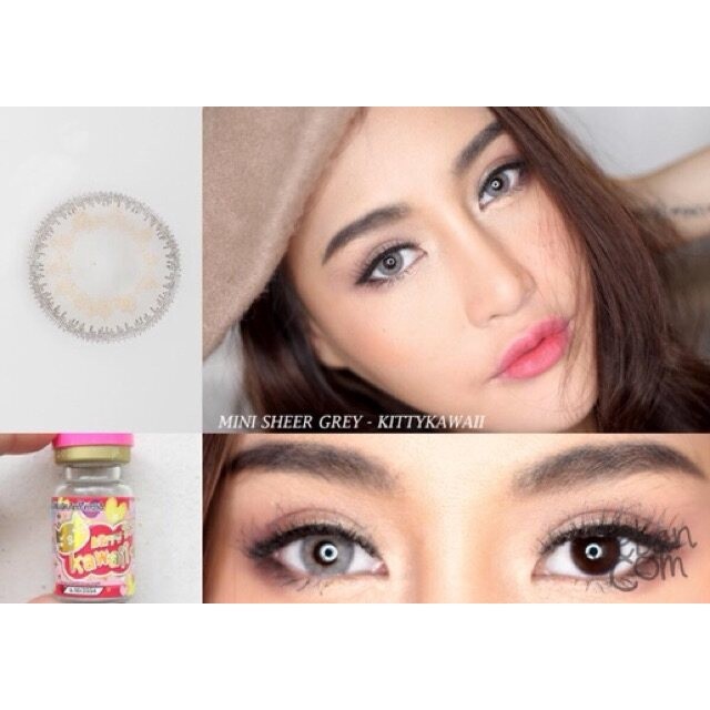 🔥คอนแทคเลนส์ ️Size : S ️รุ่น Mini sheer (kittykawaii) สี : Brown / Gray | Shopee Thailand