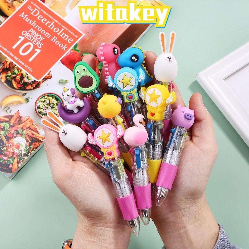 WITAKEY ปากกาลูกลื่นแบบยืดหดได้ 20 ชิ้น, ปากกาลูกลื่นขนาดเล็กลายการ์ตูน Kawaii, วัสดุพลาสติก ...