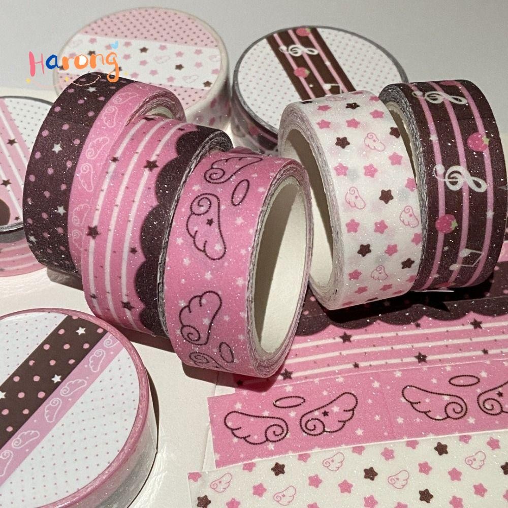 เทปตกแต่ง HARONG, เทปภาพตัดปะปีกนางฟ้าสตรอเบอร์รี่, เทป DIY ของดาว ...