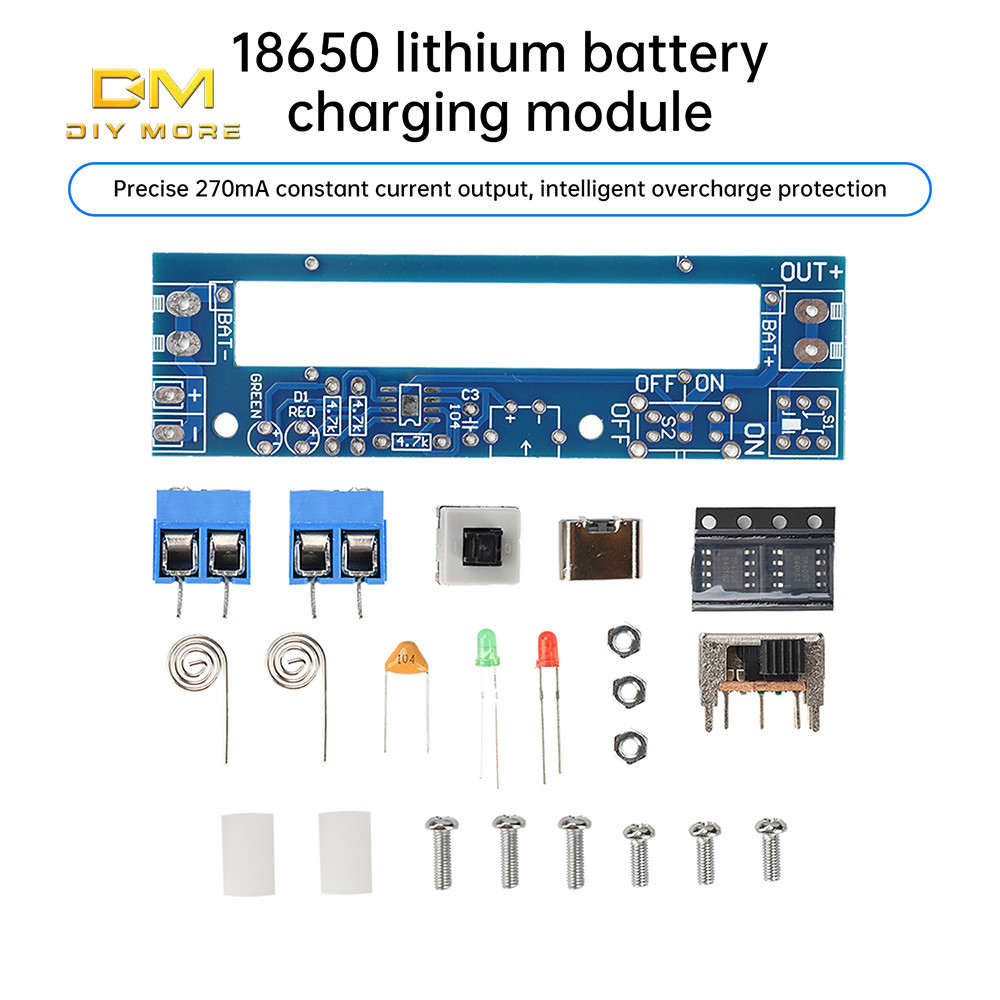 DIYMORE Li-ion แบตเตอรี่ DC3.7V Power Bank โมดูลชาร์จแบตเตอรี่ 1865O แบตเตอรี่ผู้ถือพอร์ต Type C ...