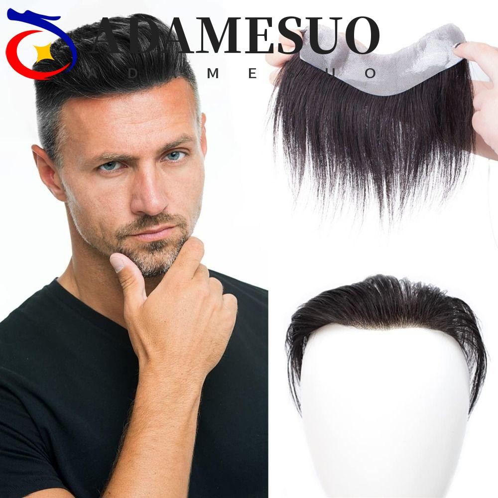 ADAMESUO แพทช์หน้าผากสำหรับผู้ชาย, ขนาด 15 ซม., แบบ V-shaped ธรรมชาติเหมือนผมมนุษย์, ไม่มีรอยต่อ ...