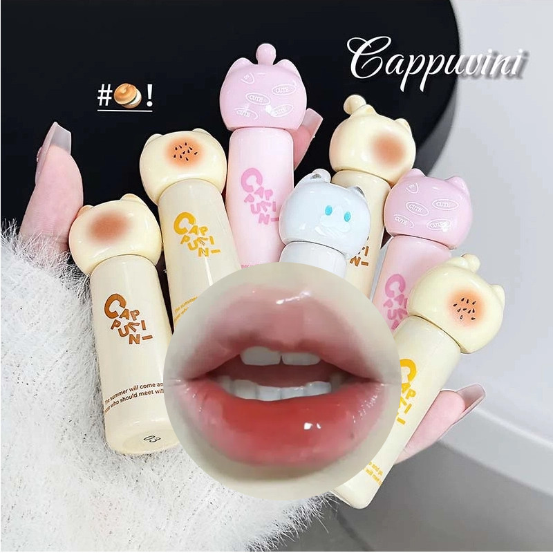 CAPPUVINI Cute Kitten Watery Lip Gloss ลิปสติกกระจกให้ความชุ่มชื้น ...