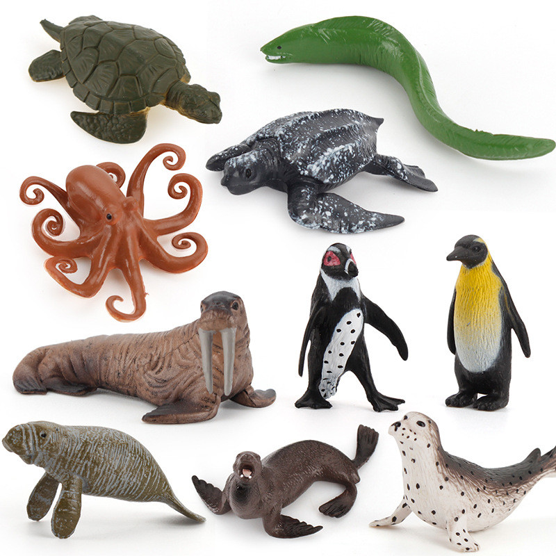 ขายร้อน Mini Octopus Sea Turtle Sea Eel Walrus Manatee ชุดรวมเด็ก Solid ...