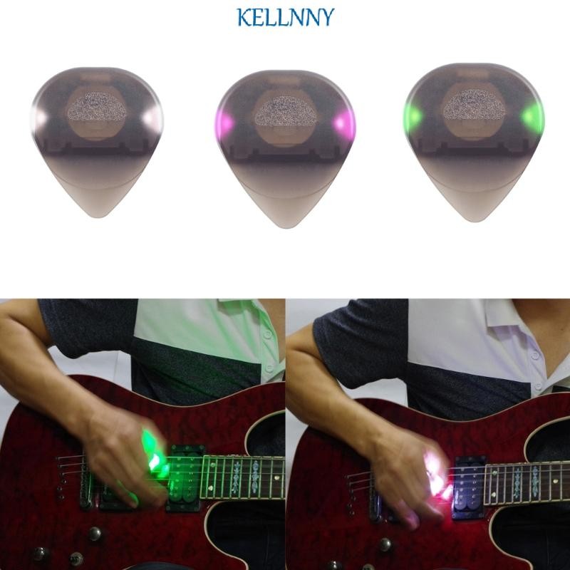 Kelln ปิ๊กกีตาร์โปร่งพร้อมไฟ LED ปิ๊กกีตาร์ไฟสีกันลื่น | Shopee Thailand