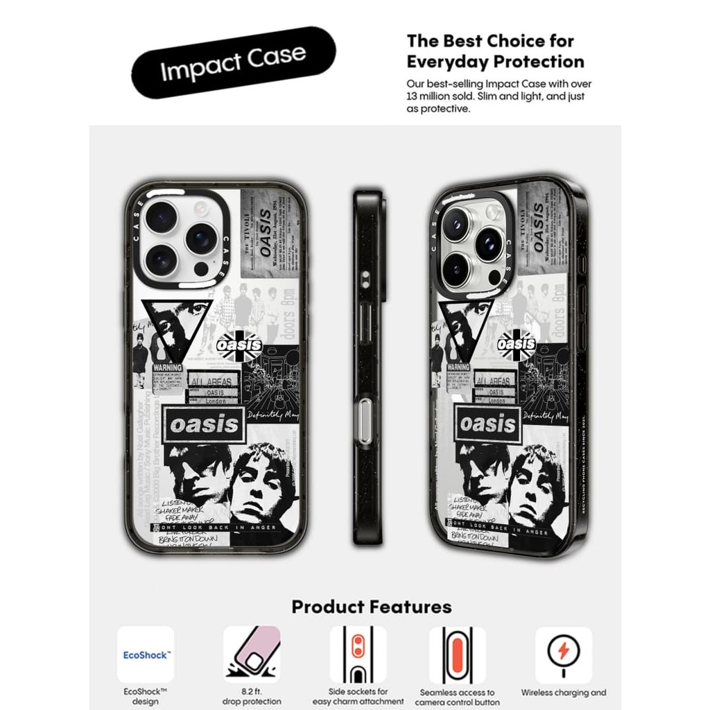 CASECASE X Oasis Pictorial Case Impact Black Clear Hard แม่เหล็กดูด ...