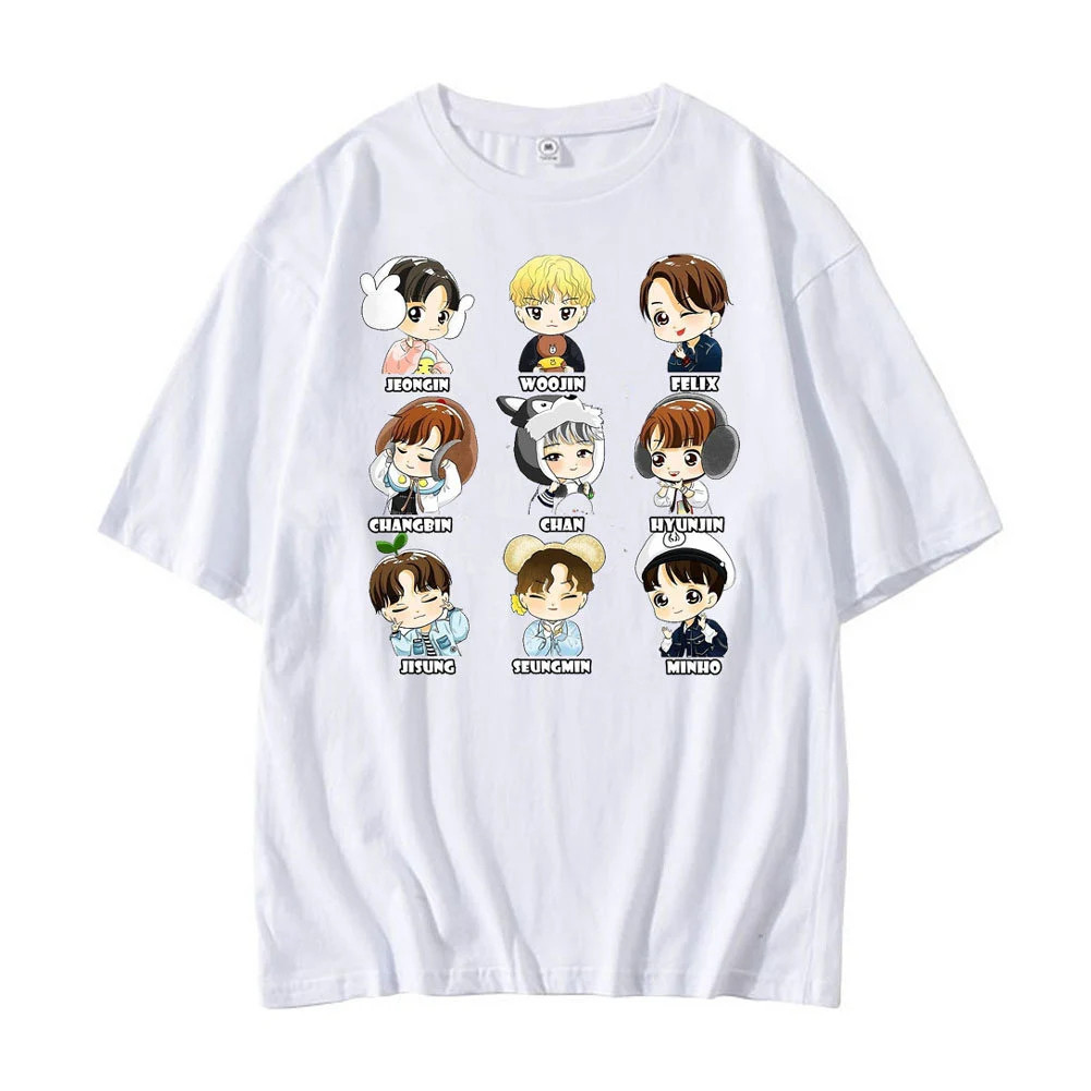 ใหม่ Stray Kids Chibi All Members T เสื้อ Jeongin Woojin Felix Changbin ...