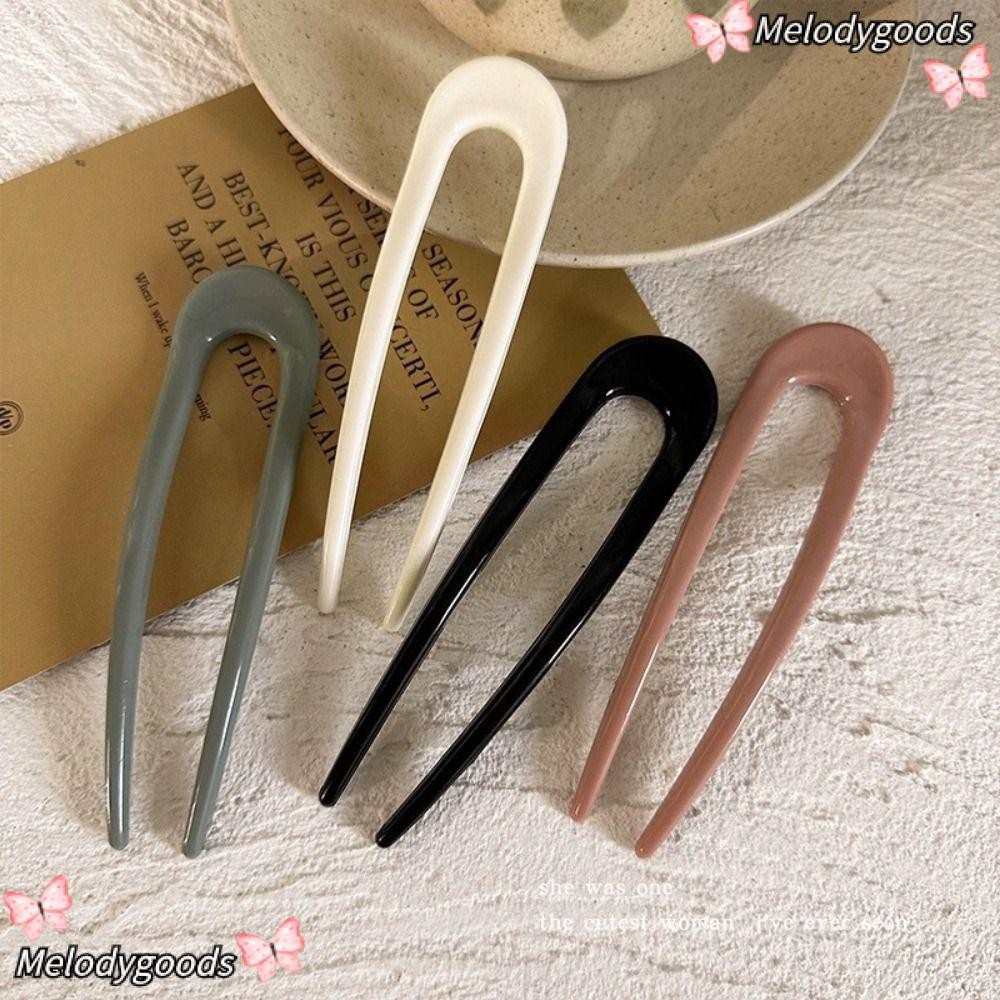 Melodg กิ๊บติดผมสไตล์จีน, PVC U-shaped Design U-shaped Hairpin, Simple ...