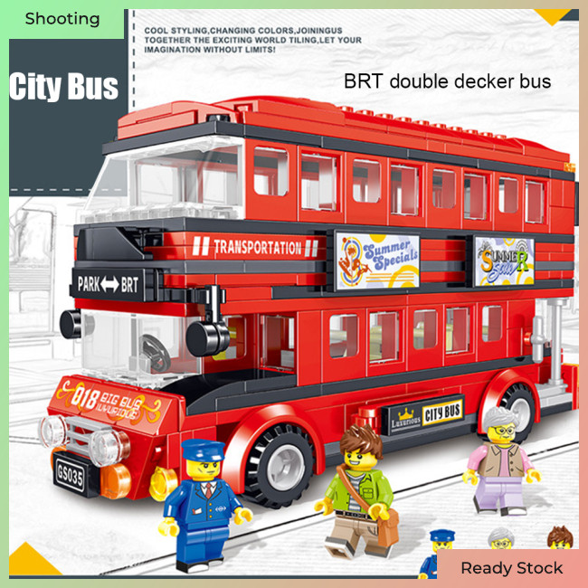 ขายร้อน! 6 In 1 City Bus Building Blocks ชุด Double Decker Bus Model Building Kit DIY Building ...