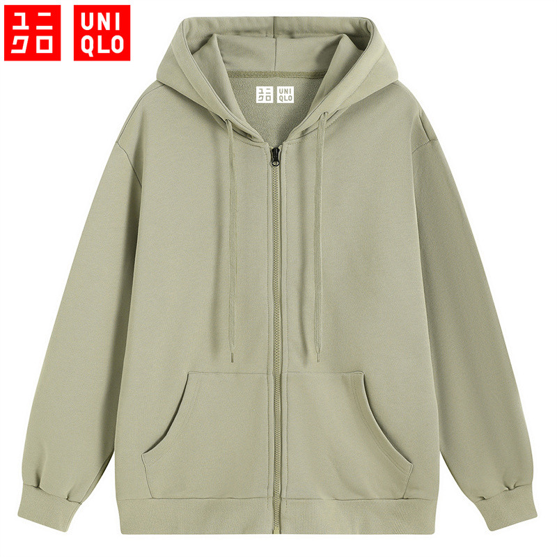 Ready Stock！M-4XL UNIQLO ไซส์ใหญ่ แฟชั่น ผู้ชาย แขนยาว เสื้อฮู้ด เสื้อกันหนาว ซิปหน้า มีเชือก ...