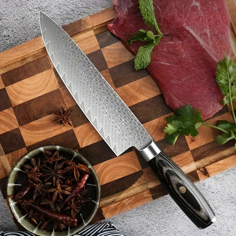 Kitchen Chef Knife, Damascus Steel Vegetable Cutting Knife, Household ...