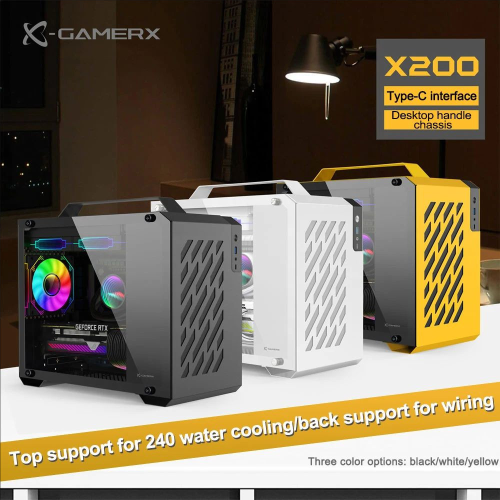 Powertrain X200 MATX คอมพิวเตอร์เดสก์ท็อปแบบพกพาแก้วด้านข้างโปร่งใส 240 ...