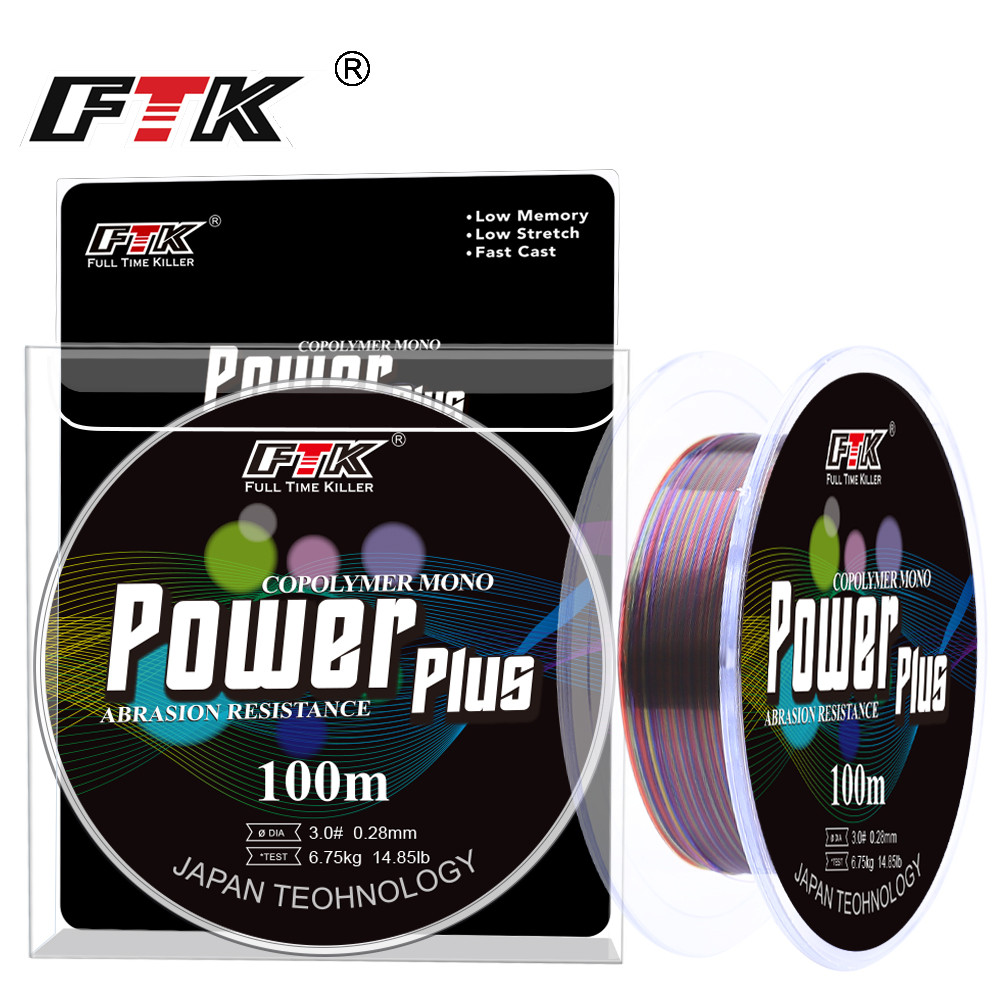 Ftk 1 ชิ้น 100 เมตรสายตกปลาไนลอนหลากสี 2.45Kg-15.6Kg สายตกปลา Monofilament ตกปลาทะเล Tackle ...