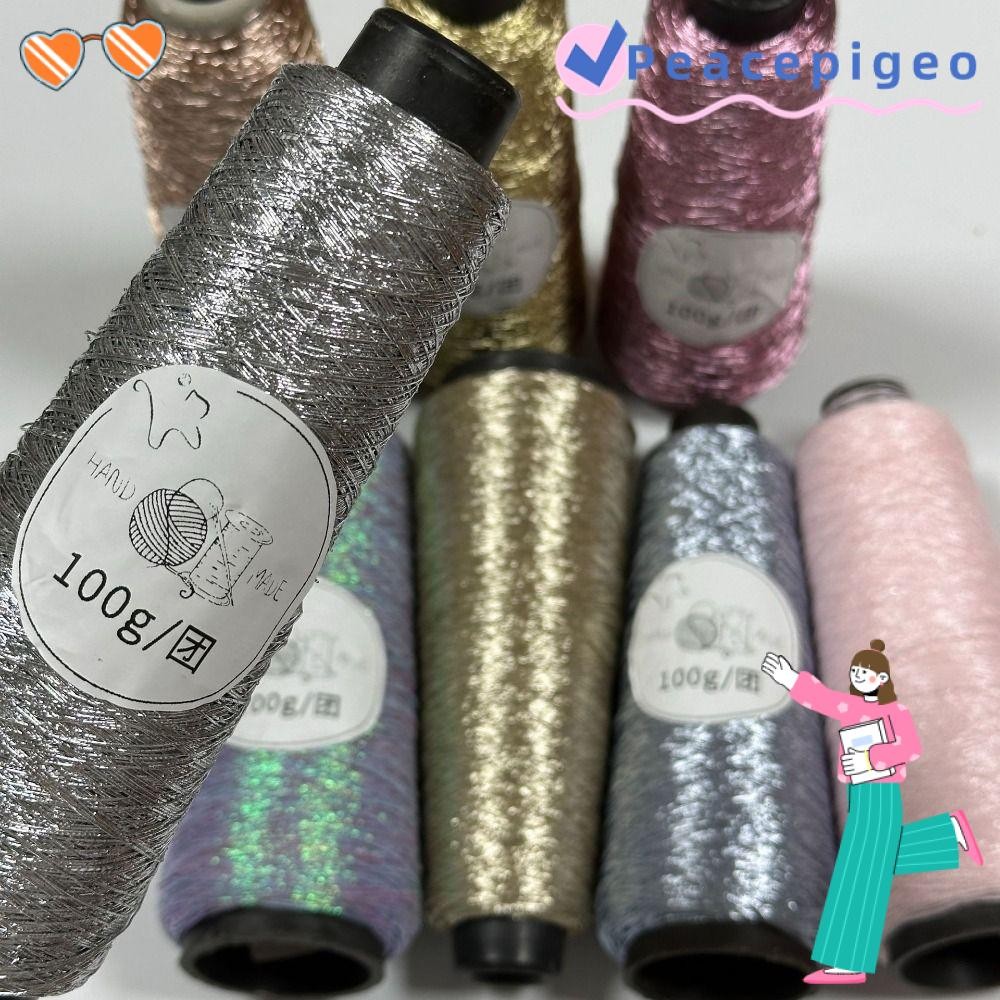 PEACEPIGEO 100 กรัม/ม้วน Fine Gold Silver เส้นด้าย, Dia.0.8 มม.Multicolor Metallic สี Core-spun ...