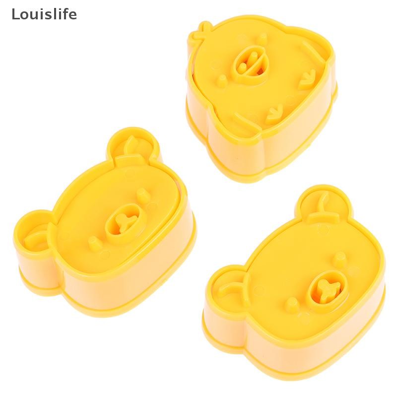 LLPH 3 ชิ้น/เซ็ตหมีน่ารักแซนวิชแม่พิมพ์ขนมปังเค้กบิสกิตลายนูนอุปกรณ์ Crust เครื่องตัดคุกกี้ ...