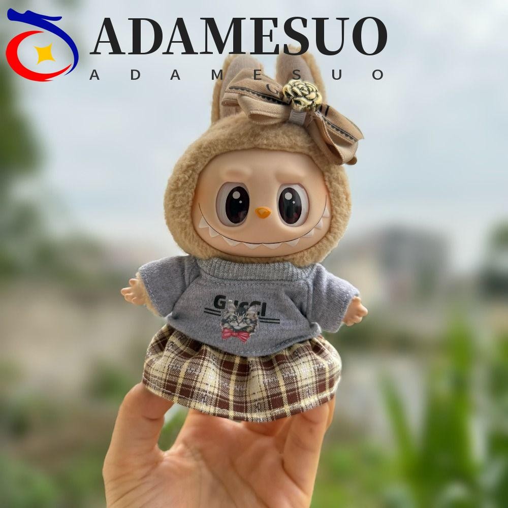 ADAMESUO นั่ง Labubu เวลาผ้า, ดอกไม้แมว Bowknot Labubu ตุ๊กตาชุด, ชุดคอลเลกชันหรูหราเปลี่ยน 17 ...