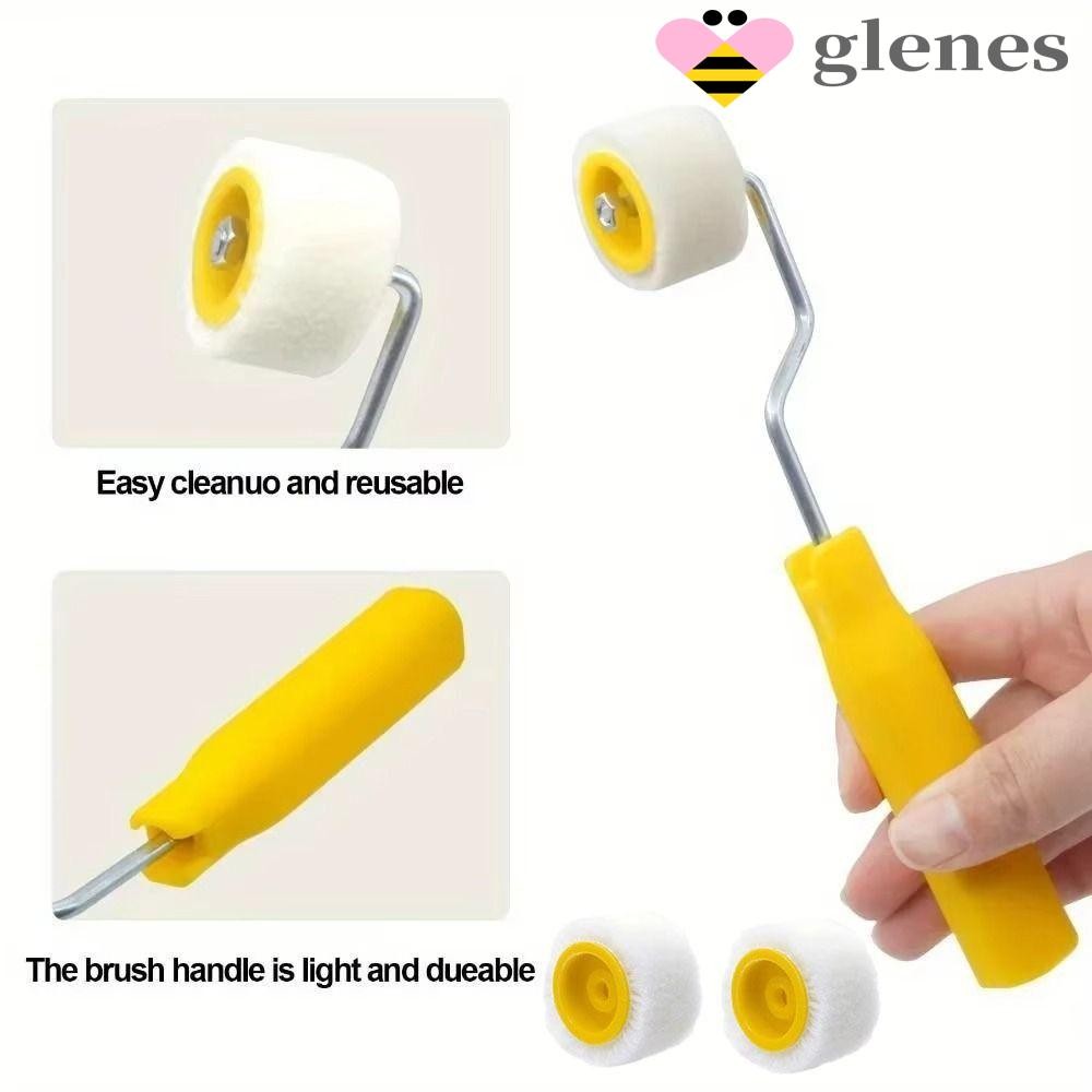 GLENES Trim Edge Brush Roller, Wool Ergonomic Design Mini Paint Rollers ...