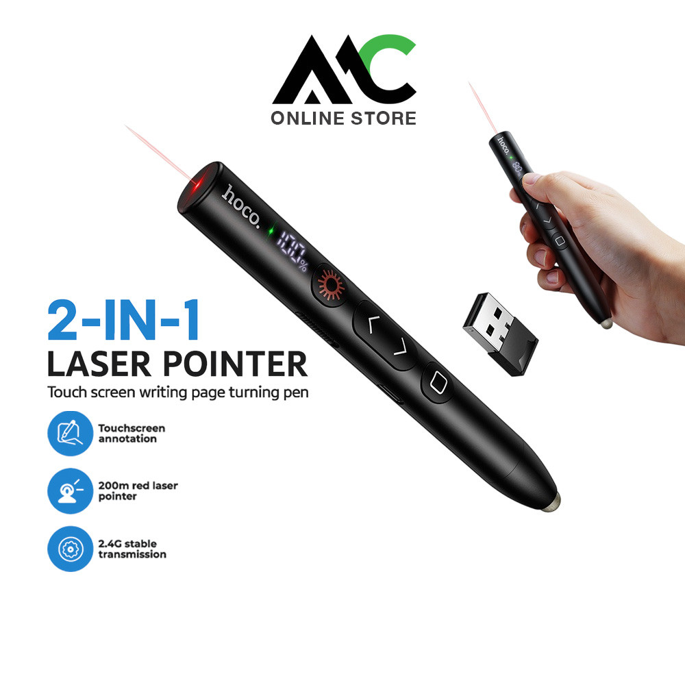 HOCO GM203 รีโมทพรีเซนต์ + ปากกาสไตลัส 2in1 จอแสดงผลดิจิตอล ควบคุมสไลด์ ...
