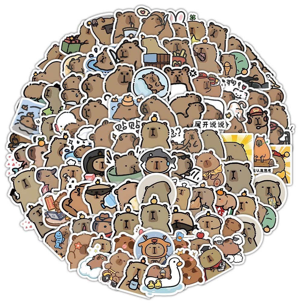 100pcs สไตล์ใหม่น่ารักการ์ตูน Capybara Graffiti สติกเกอร์สําหรับ ...
