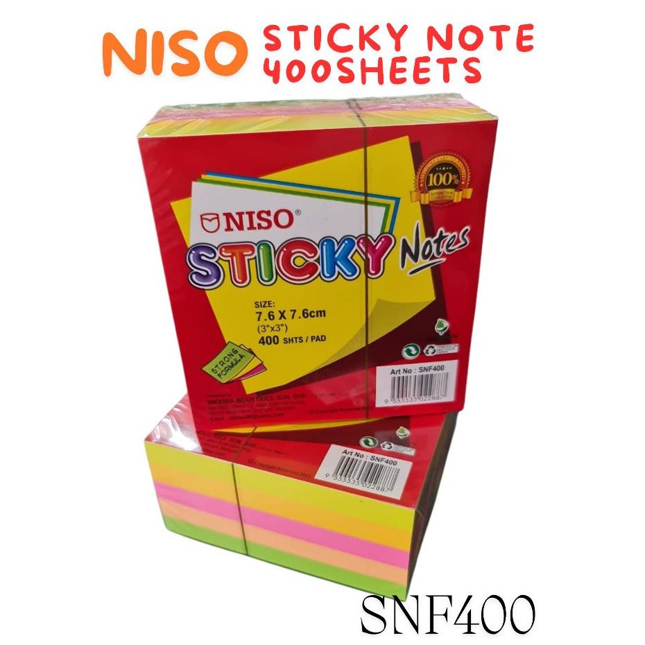 Niso Sticky Note 7.6x7.6cm (3x3") 400 แผ่น SNF400 | Shopee Thailand