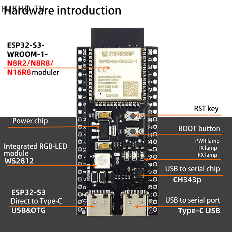 ดีกว่า 44pin Type C 8m Psram Esp32 S3 บอร์ดพัฒนา 24g โมดูล Wifi สําหรับ Arduino Esp Idf Esp32