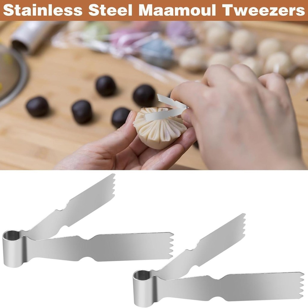 แหนบขนมสําหรับคุกกี้ 2 ชิ้น Anti-Heat ขนมปัง Pastry Clamp สแตนเลสวอลนัท ...