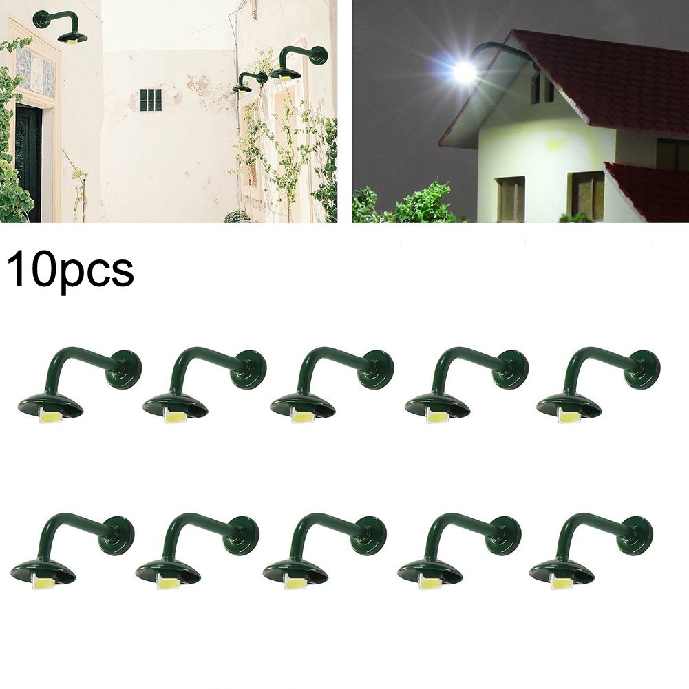 [BUM] 10 ชิ้นรุ่นรถไฟ HO Scale 1: 87 แขวนโคมไฟกลางแจ้งผนังห่านคอไฟ LED ...