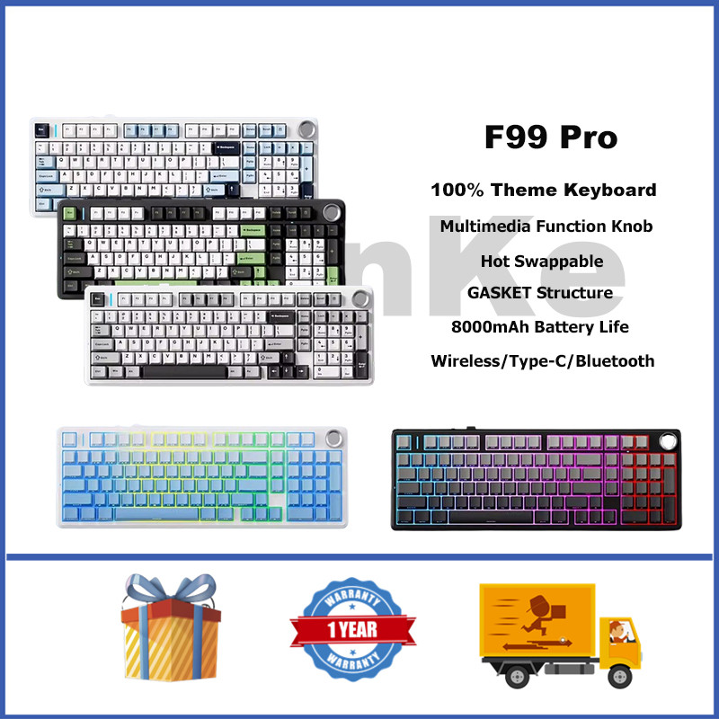 Aula F99 Pro คีย์บอร์ดไร้สาย 100% RGB ที่กําหนดเอง GASKET คีย์บอร์ดแบบกลไก | Shopee Thailand
