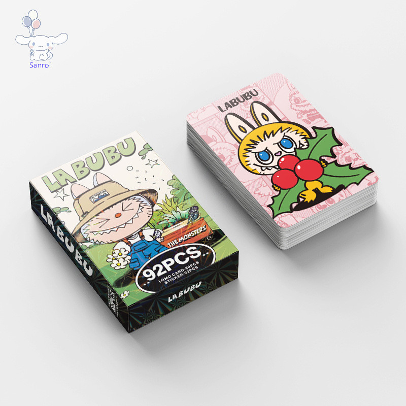 [San] 92 ชิ้น/เซ็ตร้อนอะนิเมะน่ารัก Labubu Mini Lomo Card สองด้าน ...