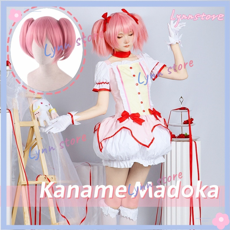 Puella Magi Madoka Magica คอสเพลย์เครื่องแต่งกาย Kaname Madoka Akemi Homura ชุดวิกผมชุดสาวอะนิเ ...