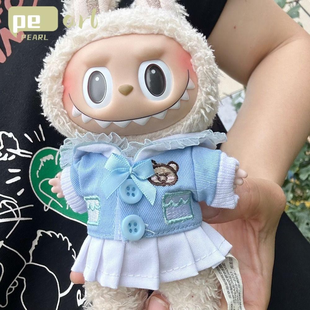 Pearlth Labubu กระโปรง, Preppy สไตล์สีชมพู Labubu ตุ๊กตาเสื้อผ้า ...